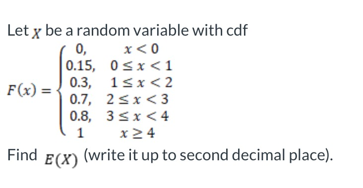 Solved Let x be a random variable with cdf 0, x