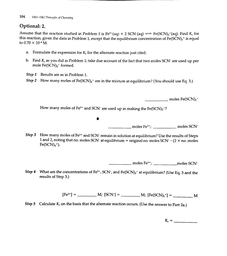 Solved A student mixes5.00 mL 2.00 x 10^3 M Fe(NO3)3 with | Chegg.com