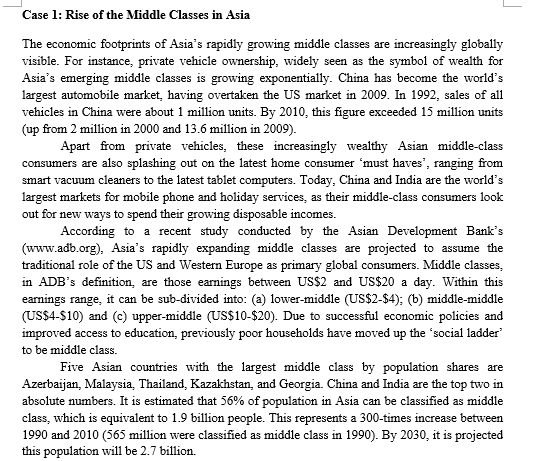 Solved - Case 1: Rise of the Middle Classes in Asia The | Chegg.com