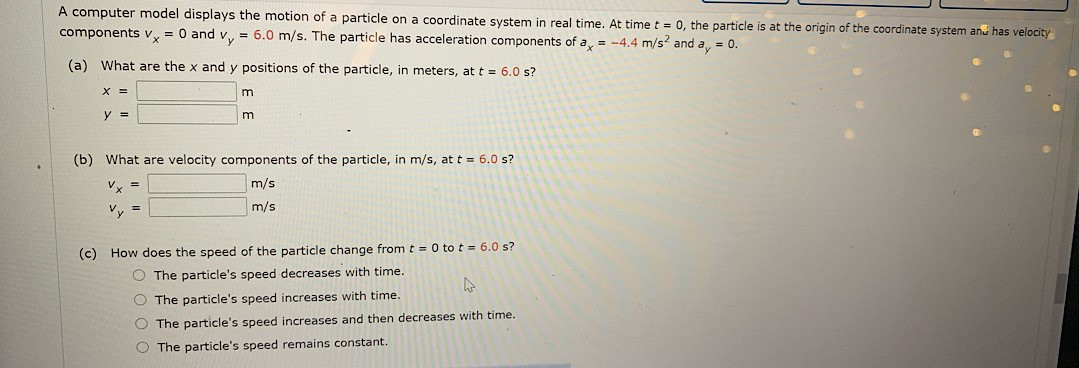 Solved A computer model displays the motion of a particle on | Chegg.com