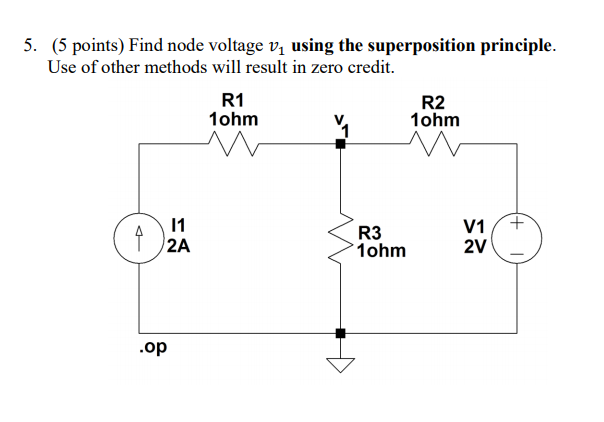Solved 5. (5 points) Find node voltage v, using the | Chegg.com