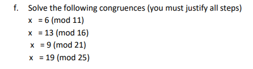 Solved d. Find the multiplicative inverse of 5 mod 11 e. | Chegg.com
