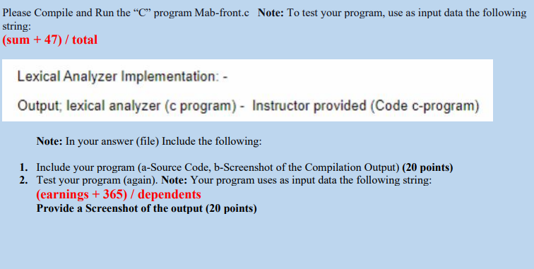 /* front-c - a lexical analyzer system for simple | Chegg.com
