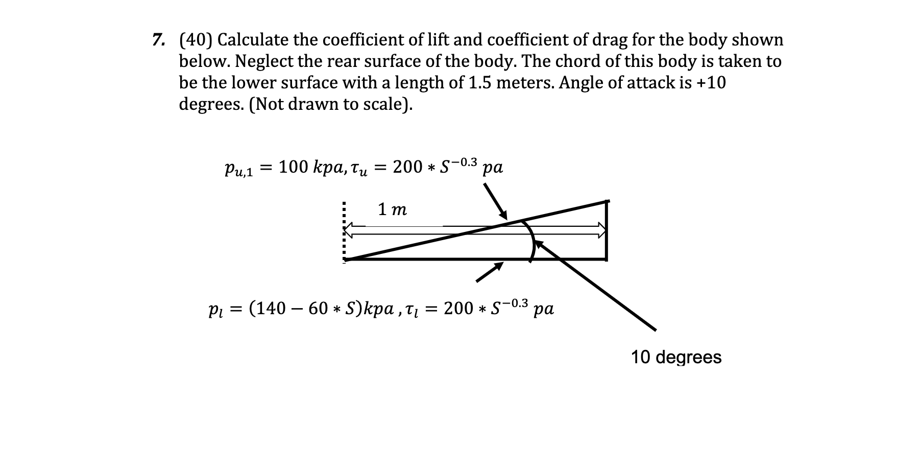 7. (40) Calculate the coefficient of lift and | Chegg.com