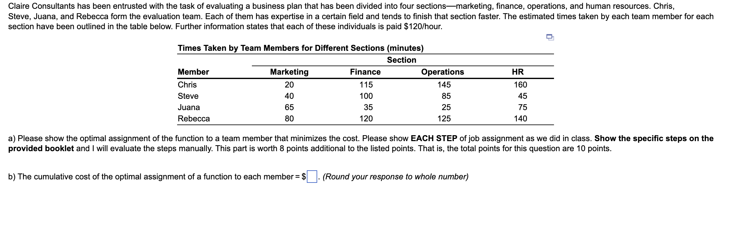 Solved section have been outlined in the table below. | Chegg.com
