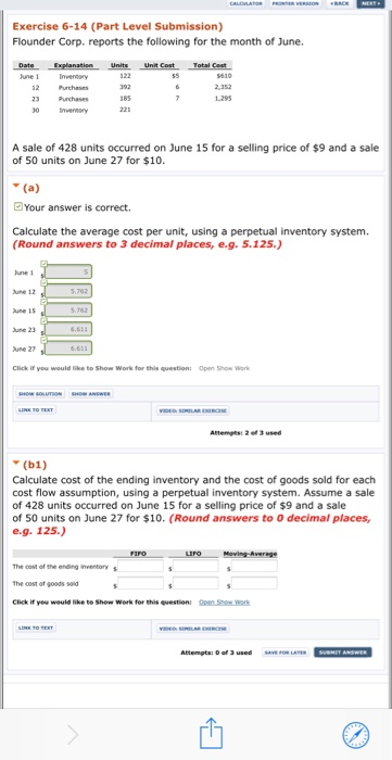 Solved Exercise 6-14 (Part Level Submission) Flounder Corp. | Chegg.com
