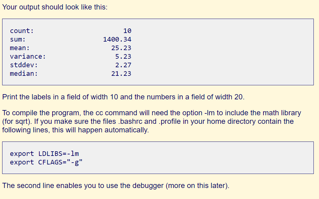 Solved Write a C program called stats that reads doubles | Chegg.com