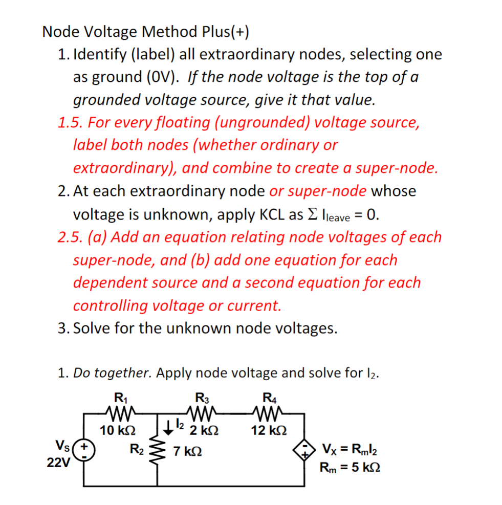 Solved Node Voltage Method Plus(+)Identify (label) ﻿all | Chegg.com