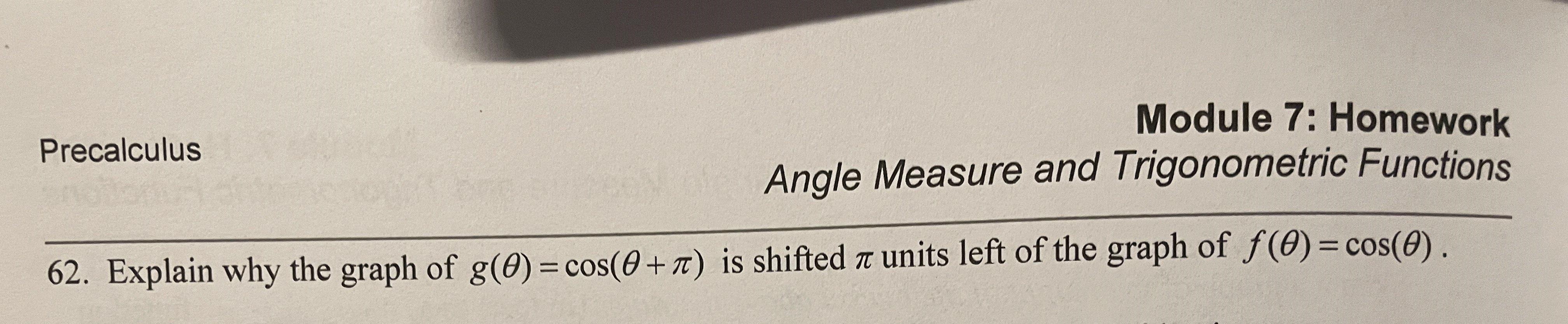 Solved Precalculus Angle Measure and Trigonometric Functions | Chegg.com