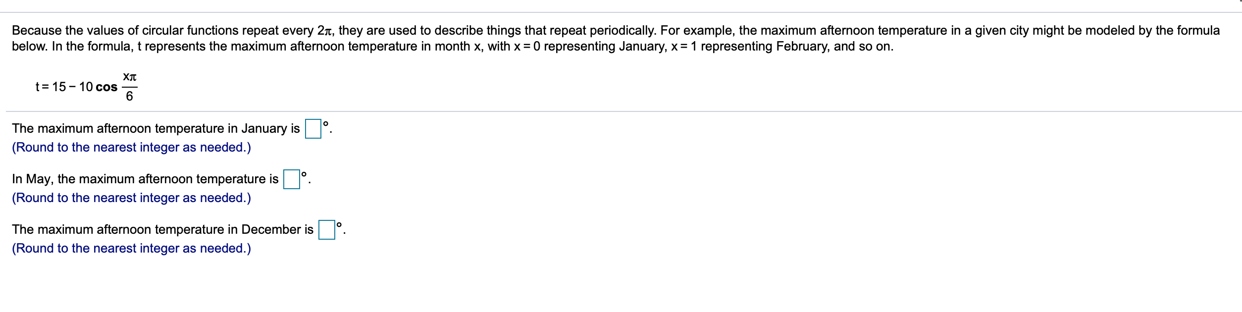 Solved Because the values of circular functions repeat every | Chegg.com