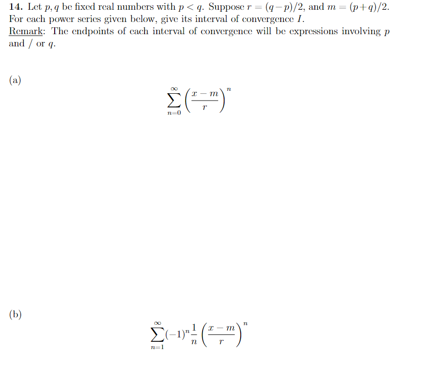 Solved 14. Let p,q be fixed real numbers with p | Chegg.com