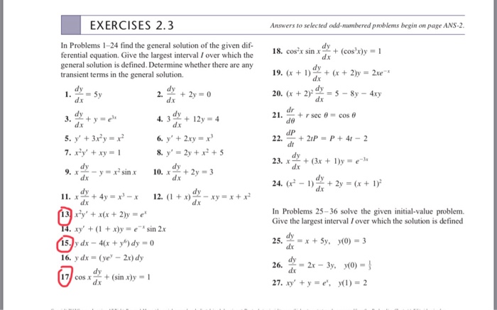 Solved EXERCISES 2.3 Answers to selected odd-numbered | Chegg.com
