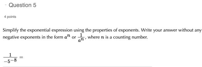 Solved Question 5 4 points Simplify the exponential | Chegg.com