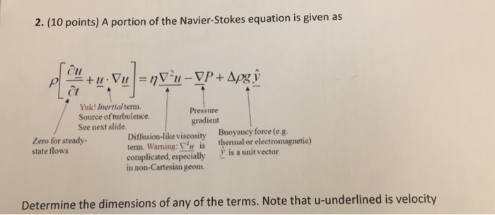 Solved 2. (10 points) A portion of the Navier-Stokes | Chegg.com