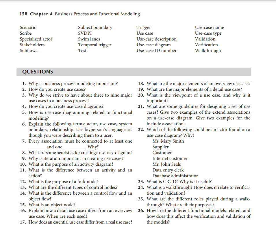 Solved 158 Chapter 4 Business Process and Functional | Chegg.com