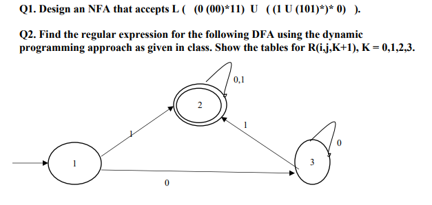 Solved Q1. Design an NFA that accepts | Chegg.com