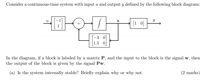 Solved Consider a continuous-time system with input u and | Chegg.com