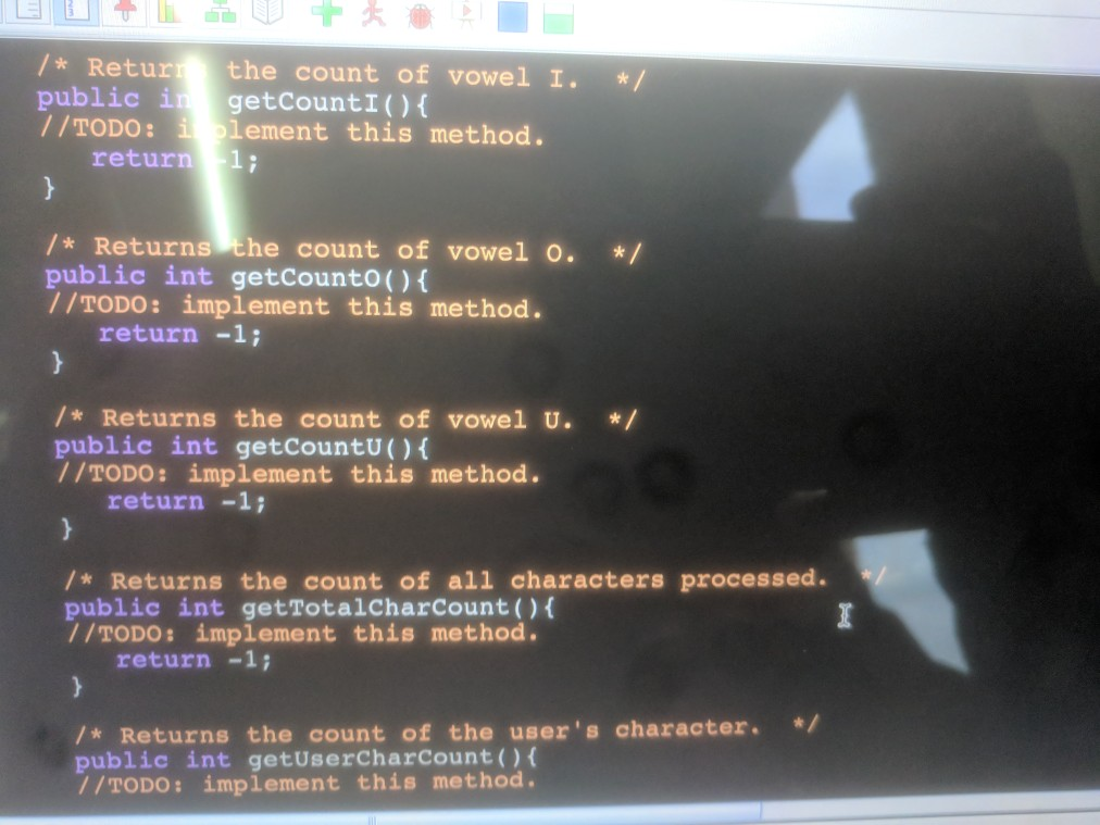 This class count the occurances of the vowels, i.e. | Chegg.com