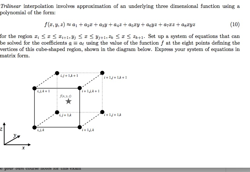 Trilinear interpolation involves approximation of an | Chegg.com