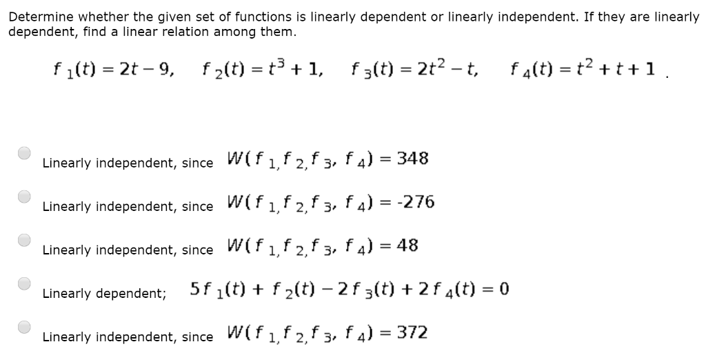 Solved Determine whether the given set of functions is | Chegg.com