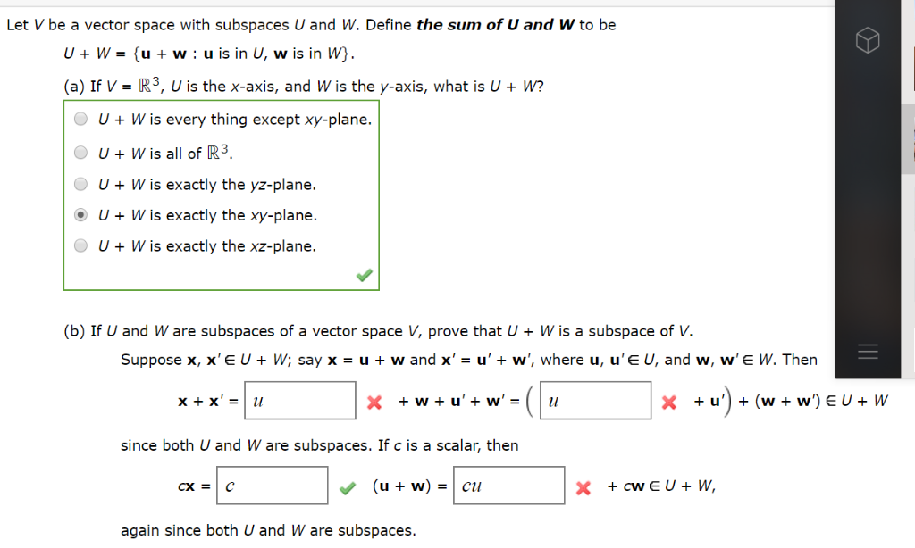 Solved Let V Be A Vector Space With Subspaces U And W