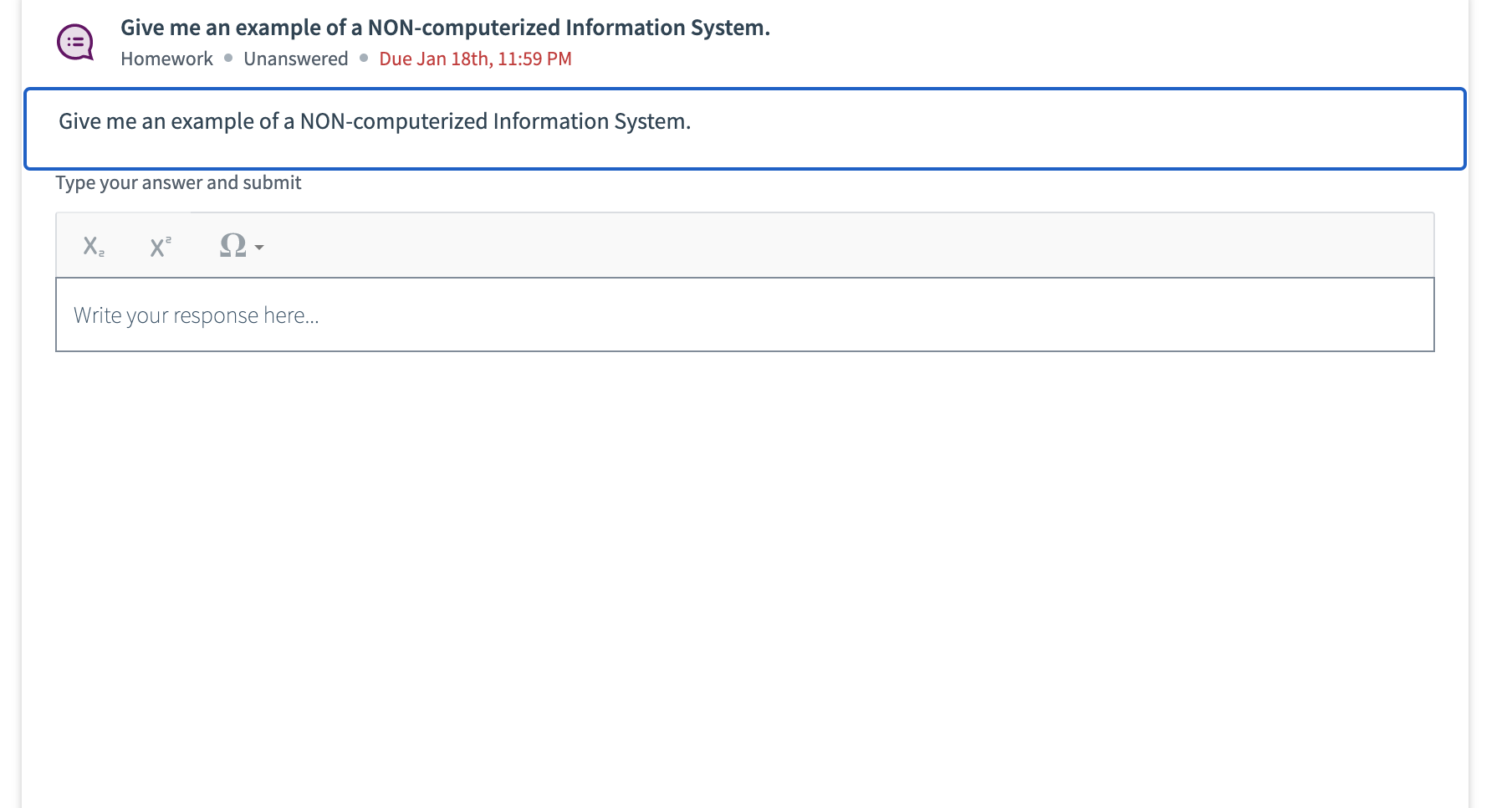 Solved Give me an example of a NON-computerized Information | Chegg.com