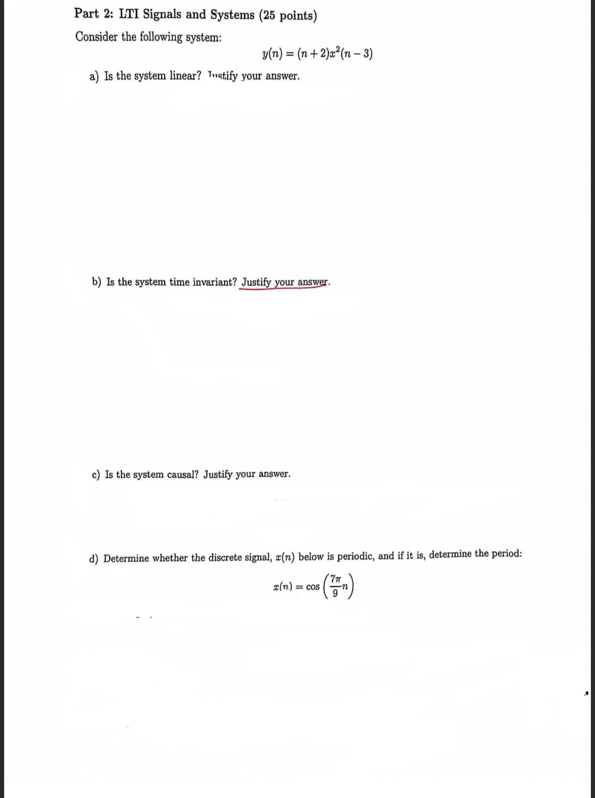 Solved Part 2: LTI Signals and Systems (25 points) Consider | Chegg.com