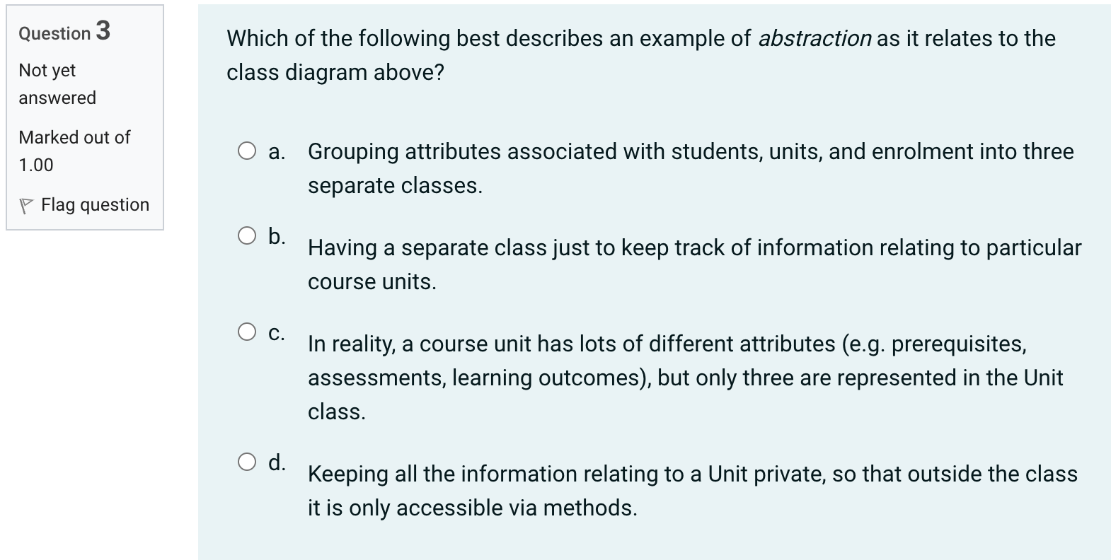 Solved The following class diagram relates to the first five | Chegg.com