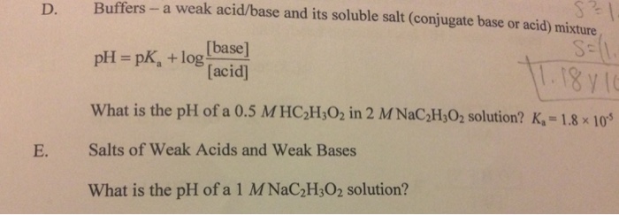 Solved Buffers-a week acid/base and its soluble salt | Chegg.com