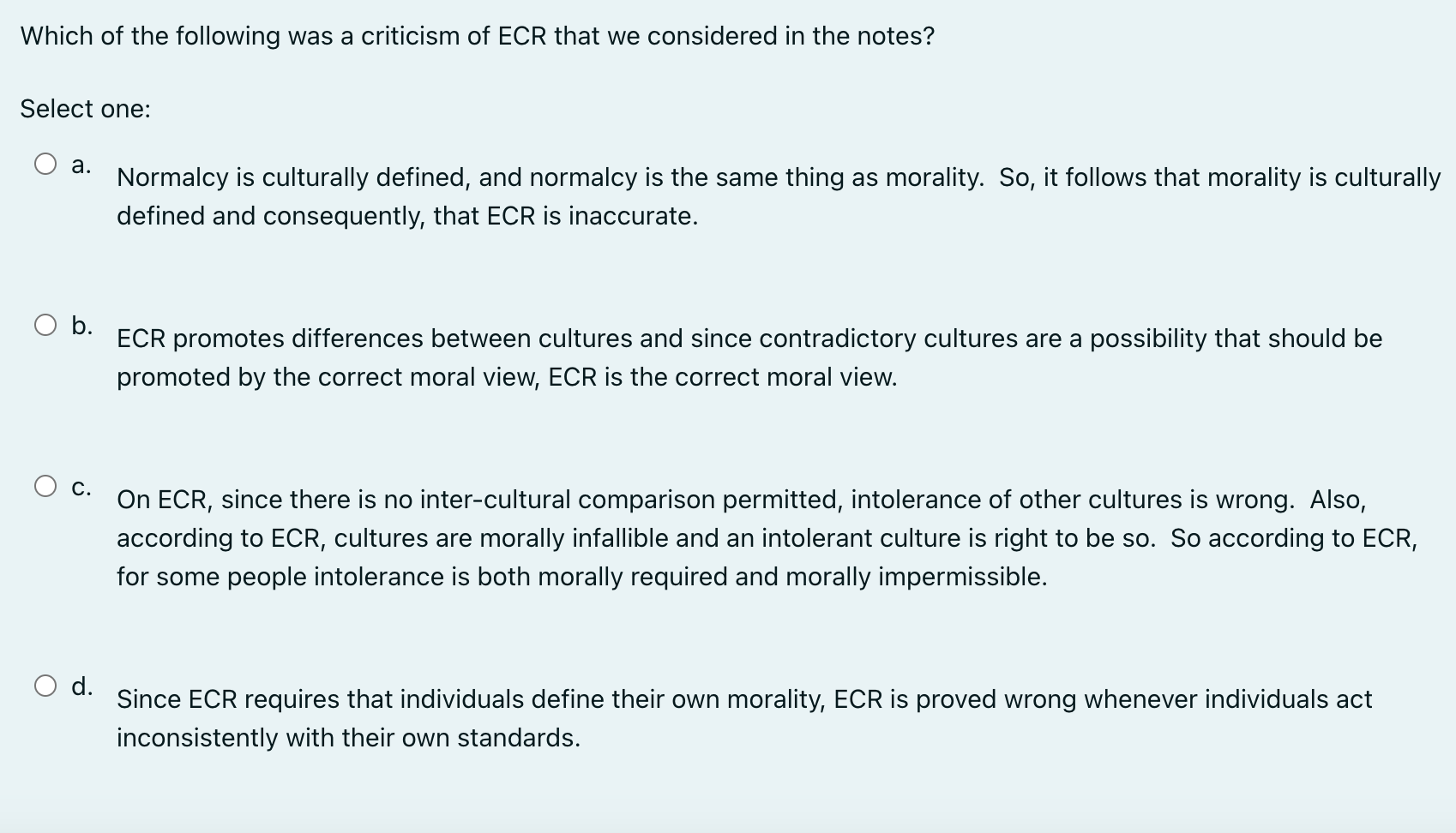 Which of the following was a criticism of ECR that we | Chegg.com