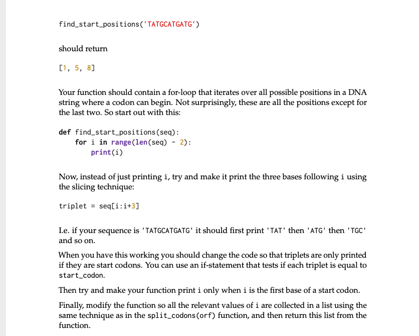 Solved Finding Open Reading Frames Find the start positions | Chegg.com