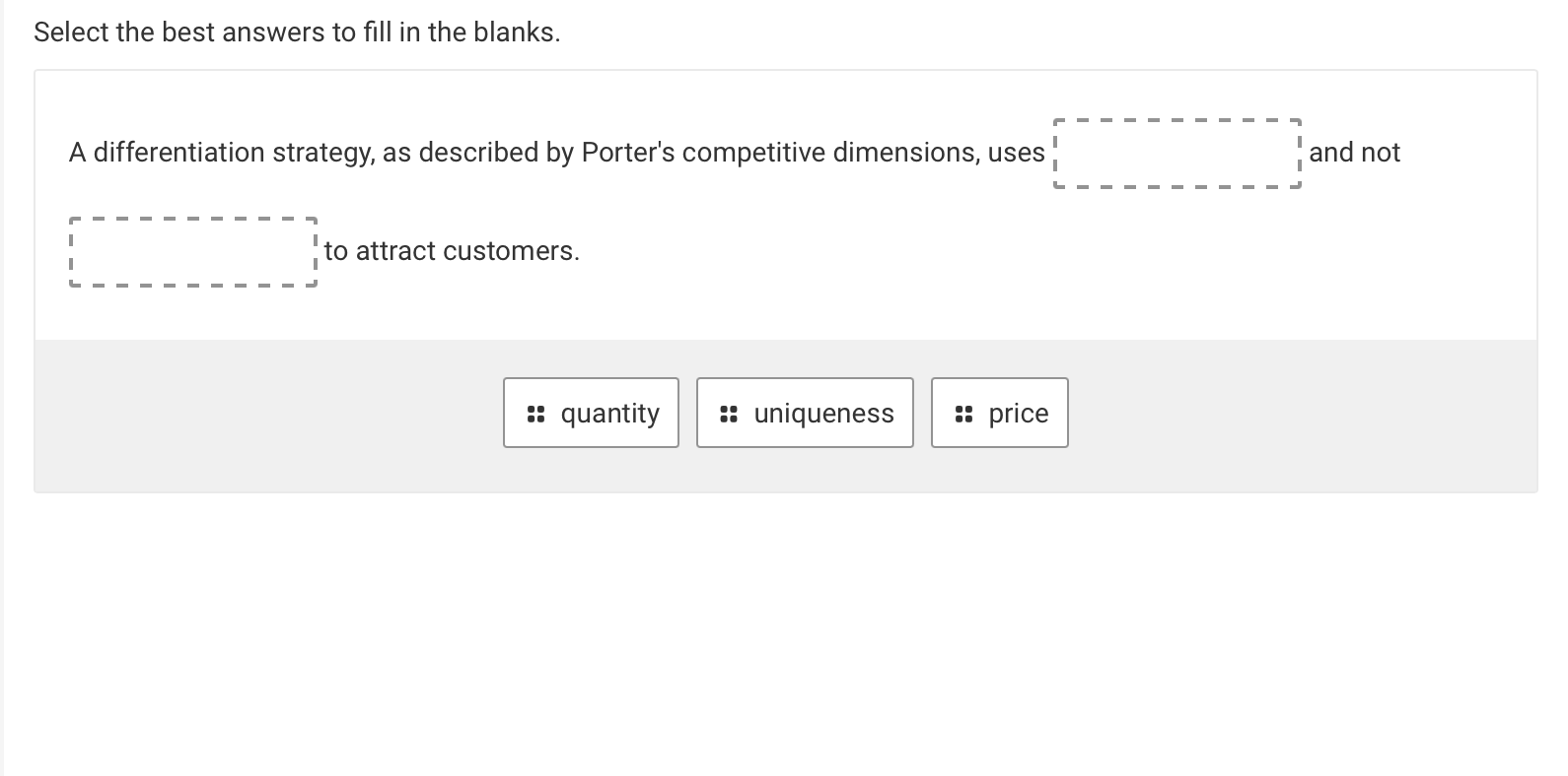 Solved Select the best answers to fill in the blanks.A | Chegg.com