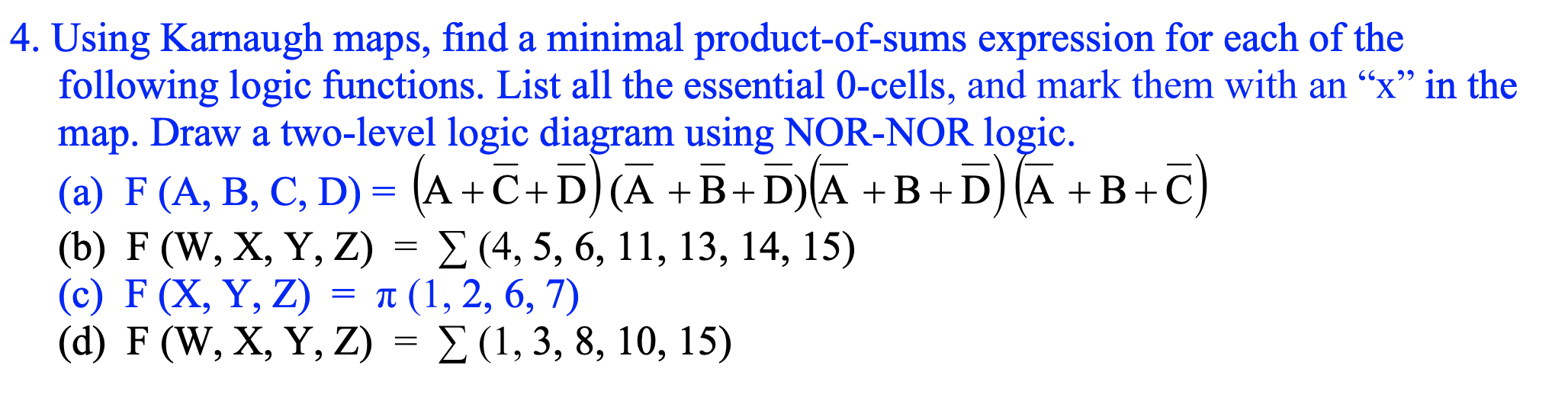 Solved Using Karnaugh maps, find a minimal product-of-sums | Chegg.com