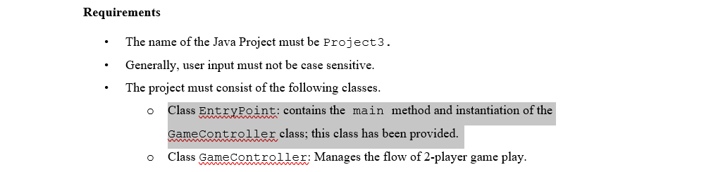 Solved EntryPoint class • Contains the main method. It | Chegg.com
