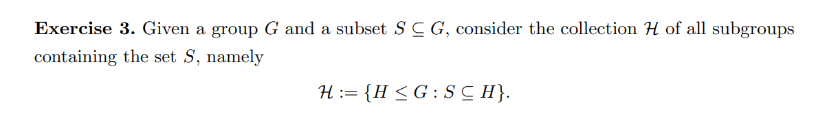 Solved Exercise 3. Given a group G and a subset S CG, | Chegg.com