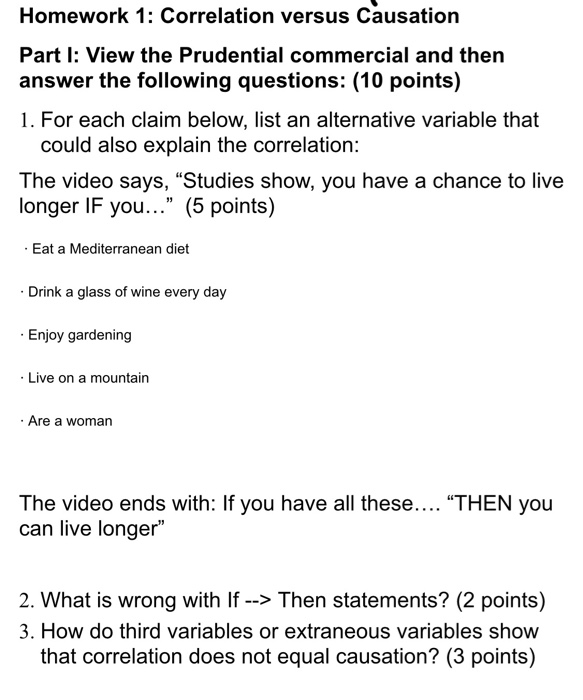 Homework 1: Correlation versus Causation Part I: View | Chegg.com