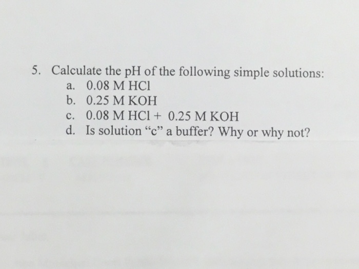 Solved Calculate the pH of the following simple solutions: | Chegg.com