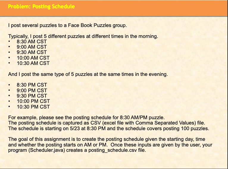 Solved Problem: Posting Schedule I post several puzzles to a | Chegg.com