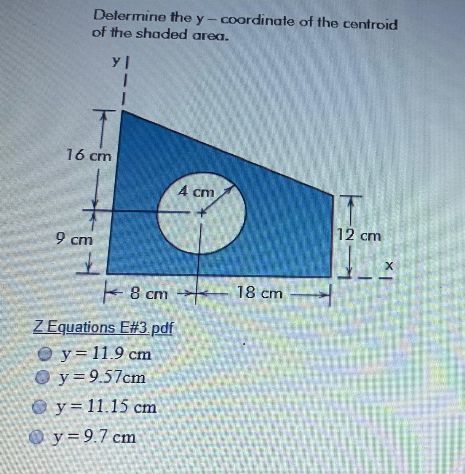 Solved Determine the y-coordinate of the centroid of the | Chegg.com