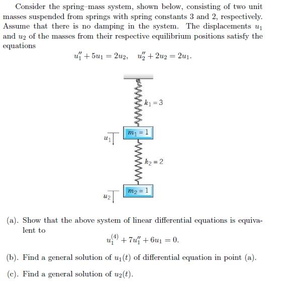 Solved Consider the spring-mass system, shown below, | Chegg.com