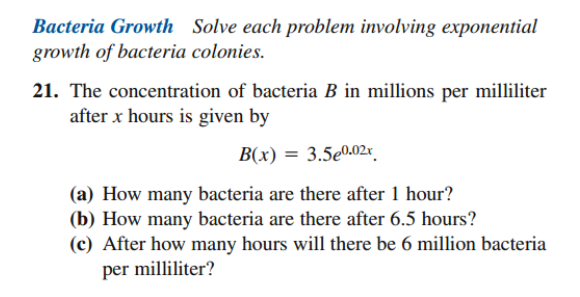 Solved Bacteria Growth Solve each problem involving | Chegg.com