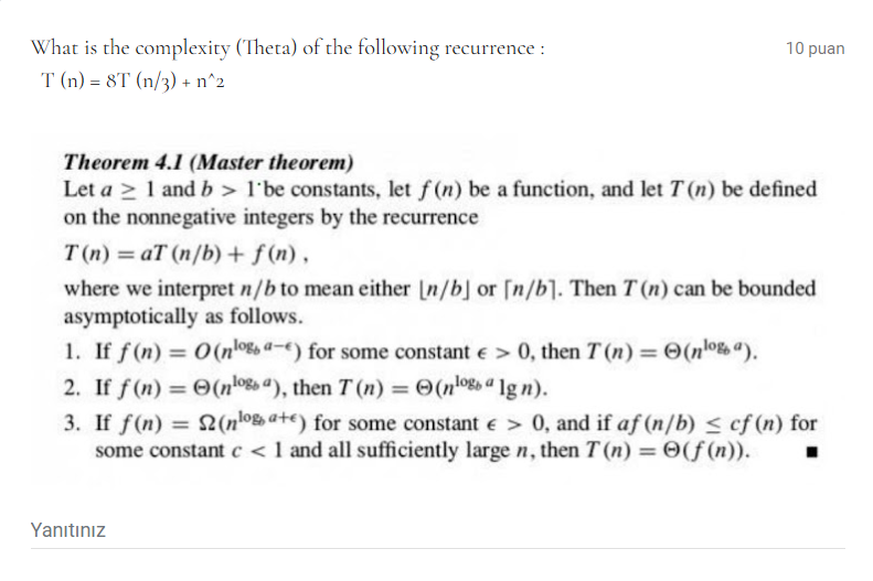 Solved Theorem 4.1 (Master ﻿theorem)Let a≥1 ﻿and b>1 be | Chegg.com