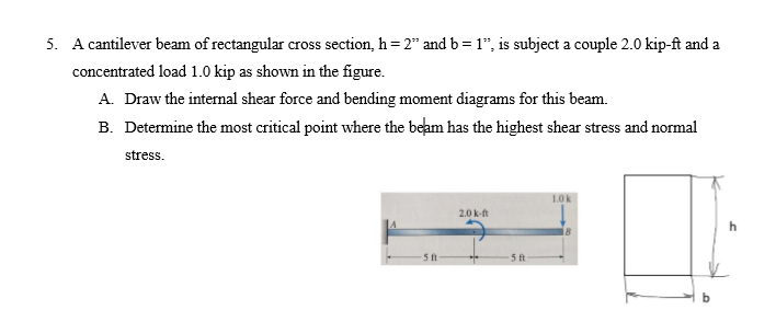 Solved A cantilever beam of rectangular cross section, h = | Chegg.com