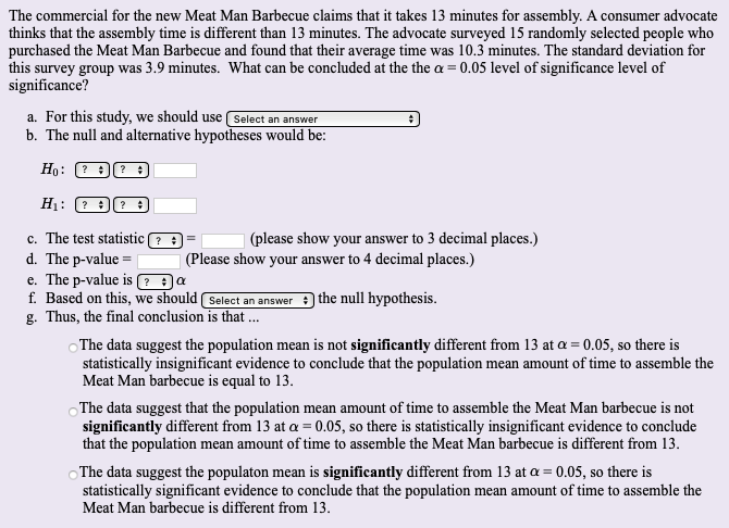 Solved The commercial for the new Meat Man Barbecue claims | Chegg.com