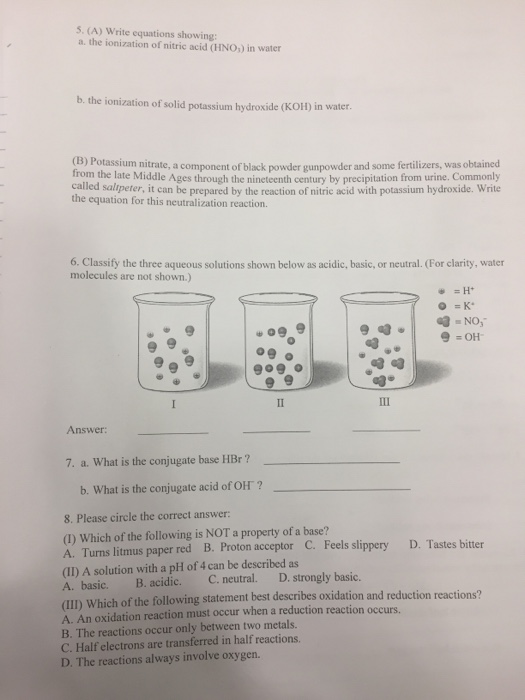 Solved Write equations showing: the ionization of nitric | Chegg.com