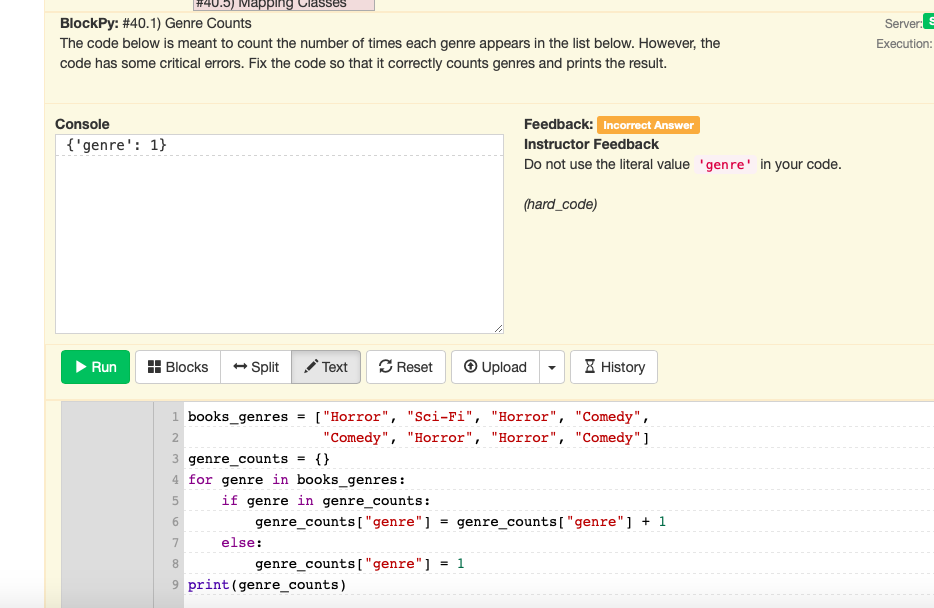 Solved #40.3) M ng ClaSs BlockPy: #40.1) Genre Counts The | Chegg.com