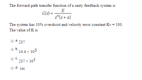 Solved The forward-path transfer function of a unity | Chegg.com