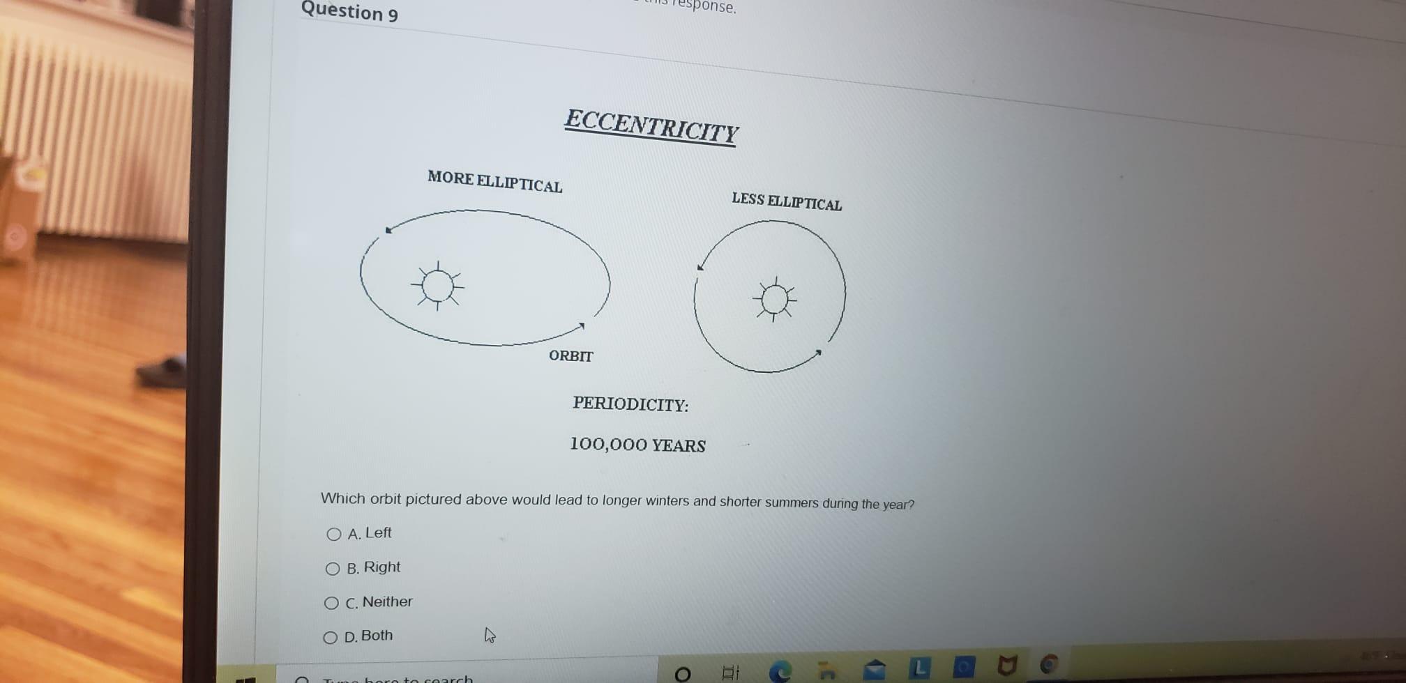 Solved Question 9 response. ECCENTRICITY MORE ELLIPTICAL | Chegg.com