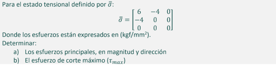 Solved Para el estado tensional definido por | Chegg.com Solved Para el estado tensional definido por | Chegg.com