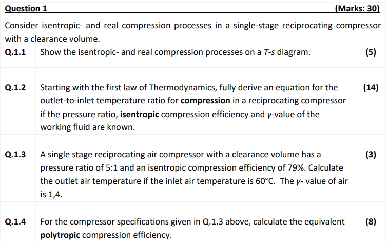 Solved Question 1Consider isentropic- ﻿and real compression | Chegg.com
